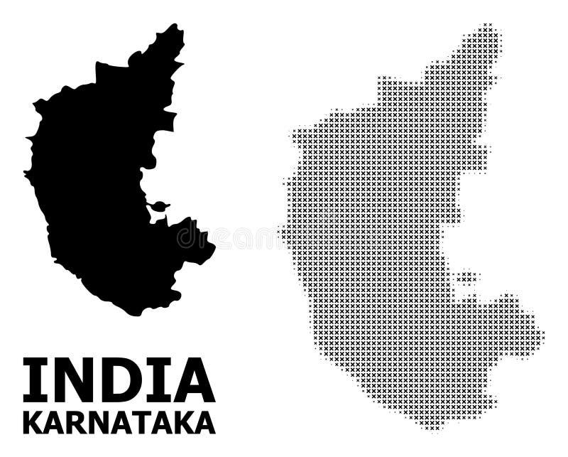 Vector Halftone Pattern and Solid Map of Karnataka State Stock Vector ...
