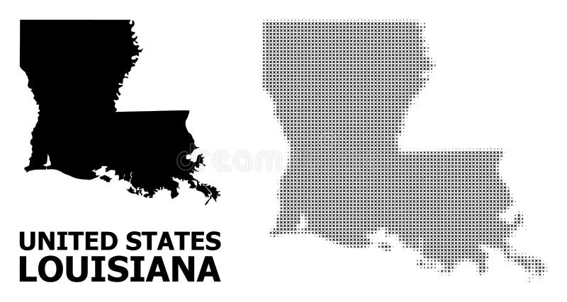 Vector Halftone Pattern and Solid Map of Louisiana State Stock Vector ...
