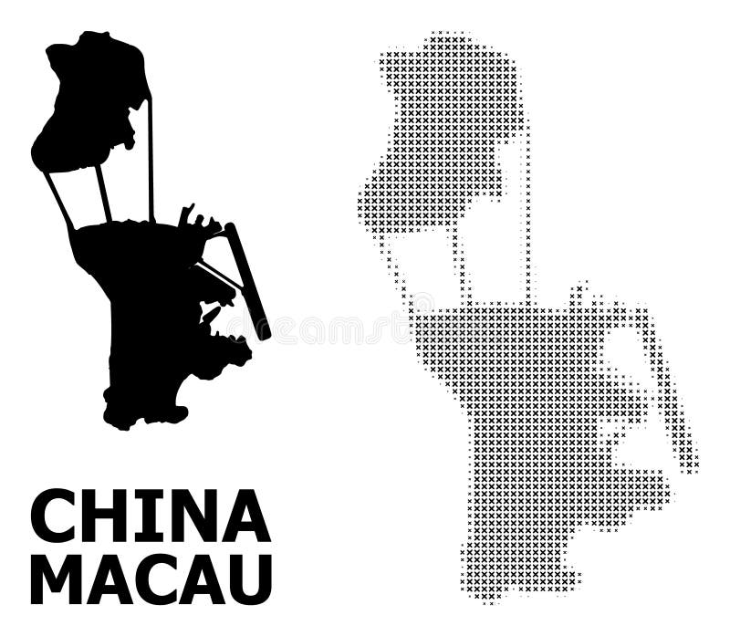 Vector Halftone Pattern and Solid Map of Macau Stock Vector ...