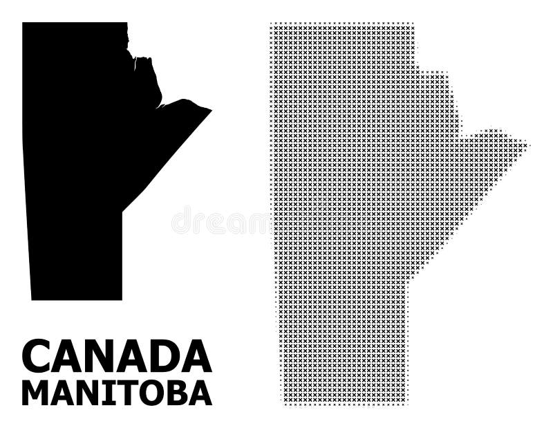 Vector Halftone Pattern and Solid Map of Manitoba Province Stock Vector ...