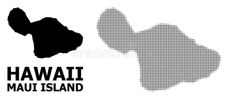 Vector Halftone Pattern and Solid Map of Maui Island Stock Vector ...