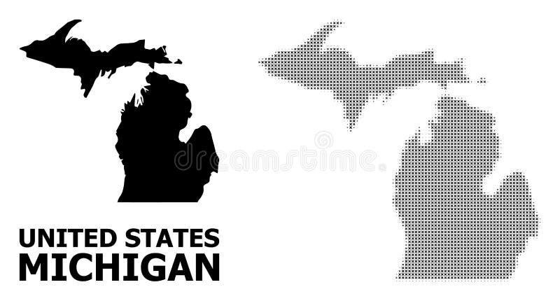 Vector Halftone Pattern and Solid Map of Michigan State Stock Vector ...