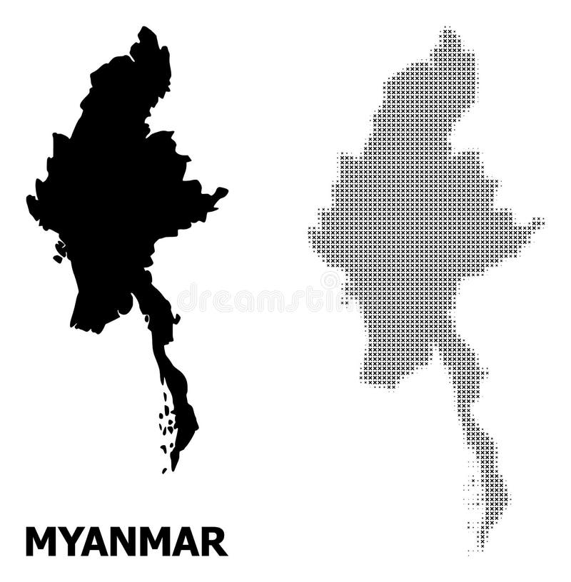 Dot Pattern Map of Myanmar stock illustration. Illustration of concept ...