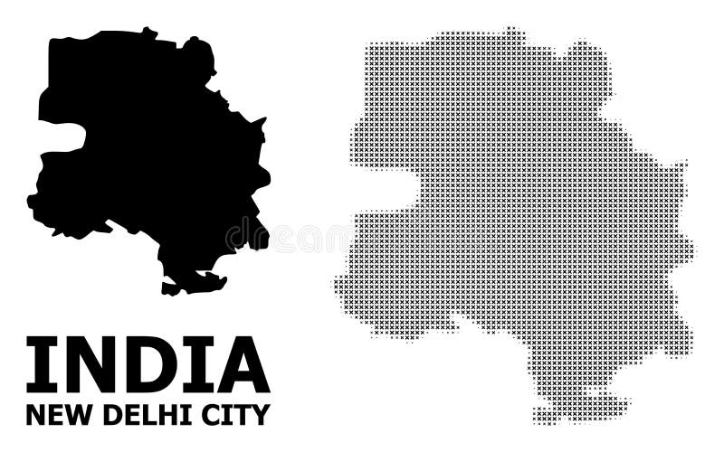 Vector Halftone Pattern and Solid Map of New Delhi City Stock Vector ...