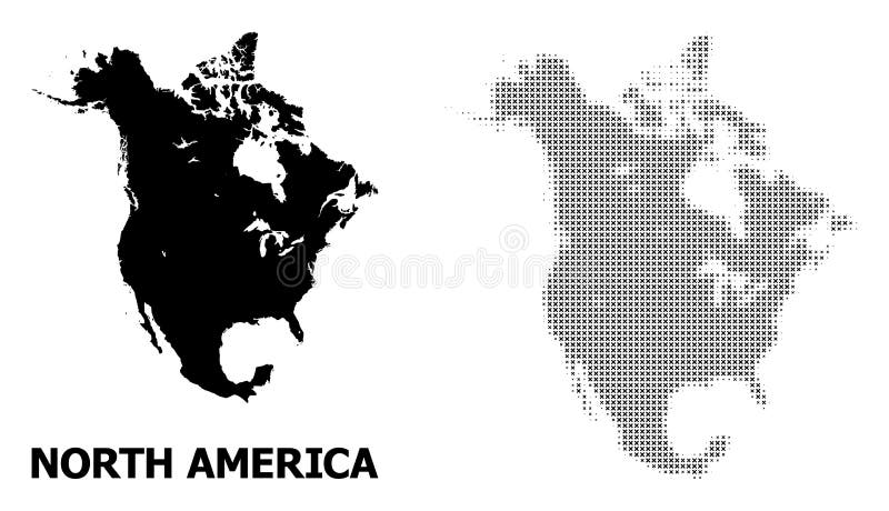 Vector Halftone Pattern and Solid Map of North America Stock Vector ...