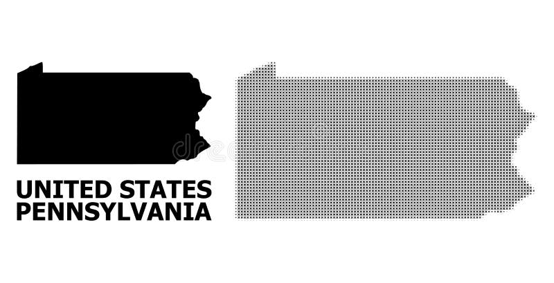 Vector Halftone Pattern and Solid Map of Pennsylvania State Stock ...