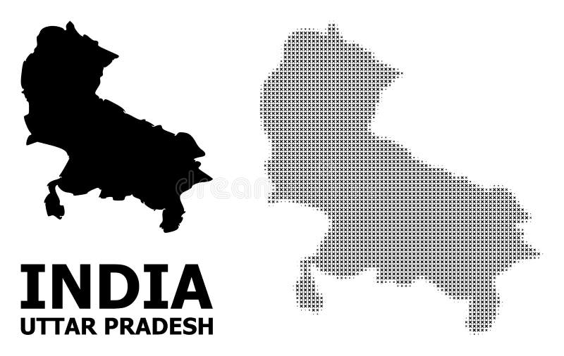 Vector Halftone Pattern and Solid Map of Uttar Pradesh State Stock ...