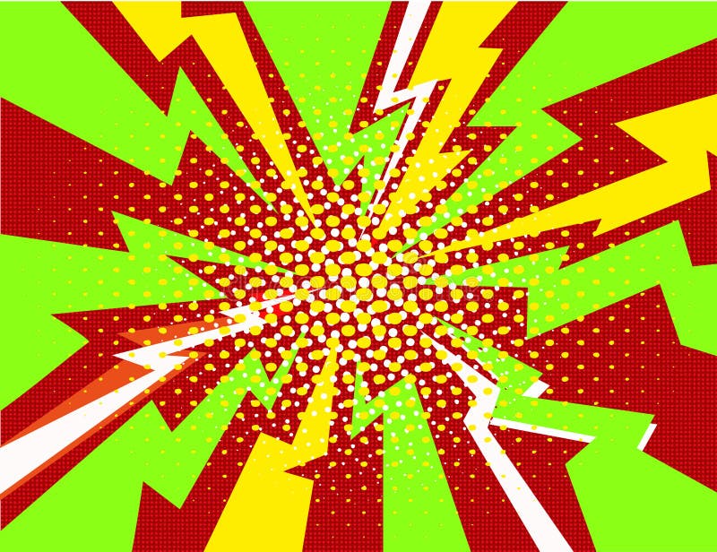 Red Lightning Explosion Pop Art Comic Style Background Stock Vector ...