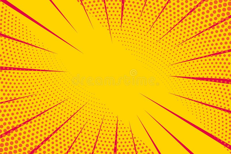 Vector Halftone Retro Comic Texture. Yellow Background Superhero ...