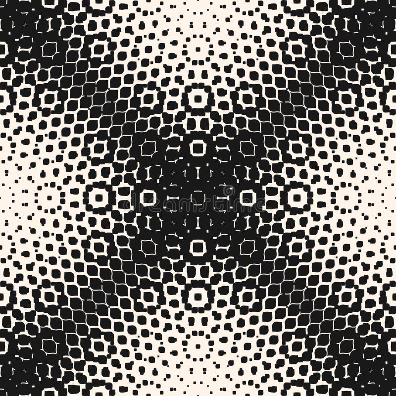Vector Halftone Seamless Pattern Monochrome Texture With Gradient