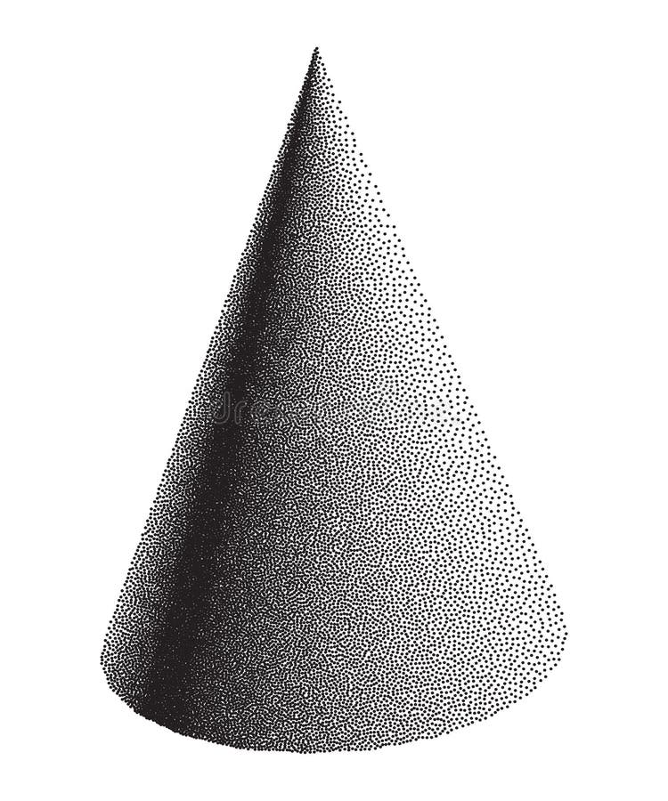 Vector Halftone Stippled Geometric Figure Illustration 3D Cone Stock ...