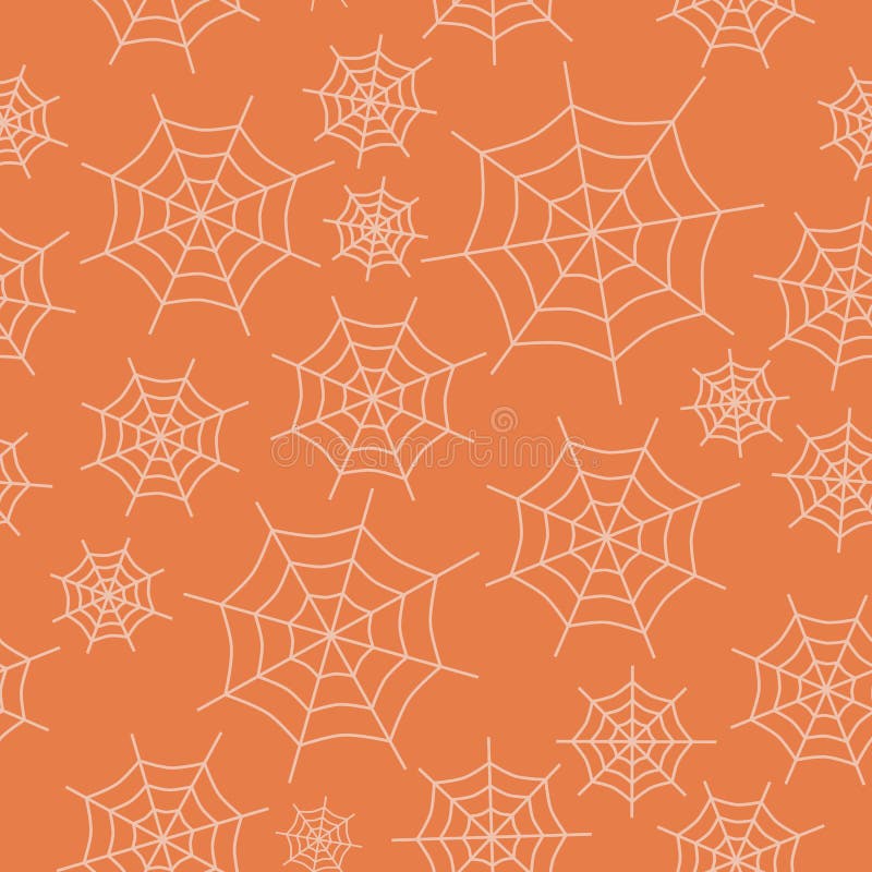 Vector Halloween Orange Spiderweb Texture Seamless, Repeat Pattern ...