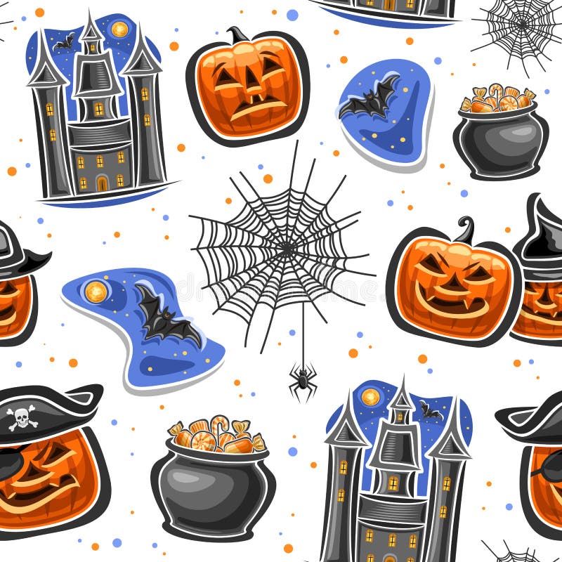 Vector Halloween Seamless Pattern Stock Vector - Illustration of ...