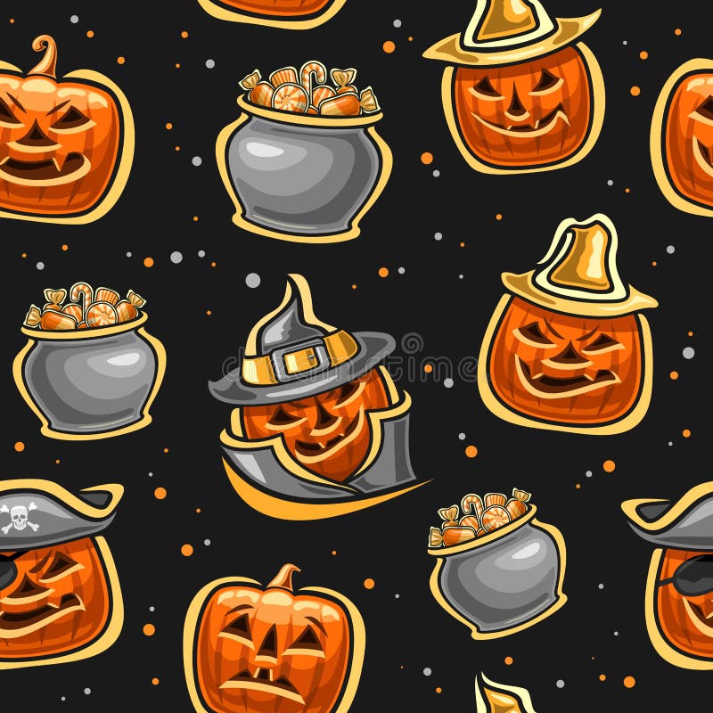 Vector Halloween Seamless Pattern Stock Vector - Illustration of ...