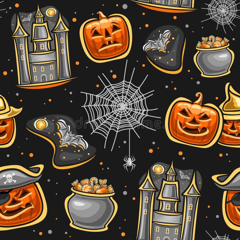 Vector Halloween Seamless Pattern Stock Vector - Illustration of horror ...