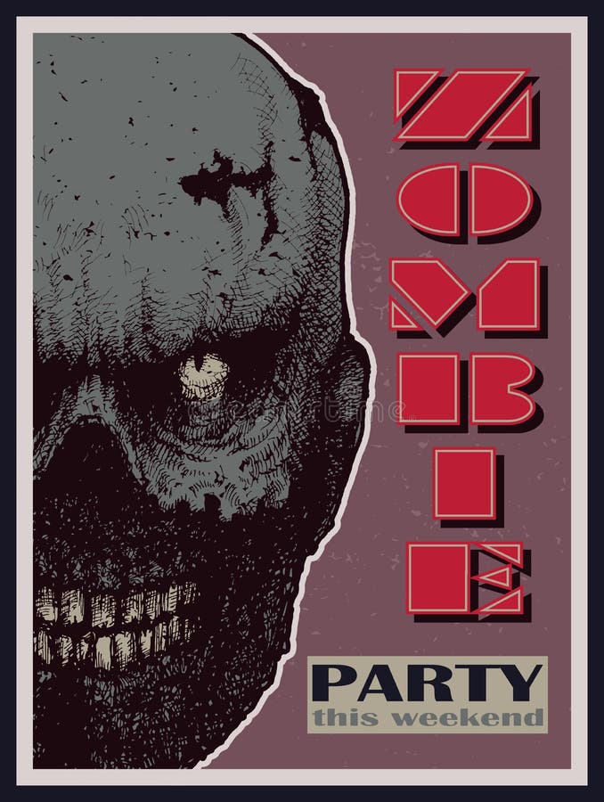 Vector Halloween Zombie Party Banner Stock Vector - Illustration of ...