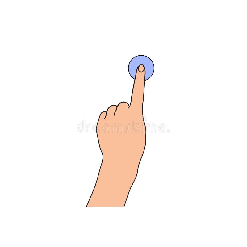 Vector Hand Clicking Button Isolated on White Background, Pointing ...