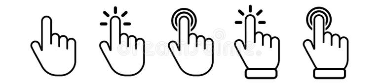 Vector Hand Cursors Icons Click Set Stock Vector - Illustration of ...