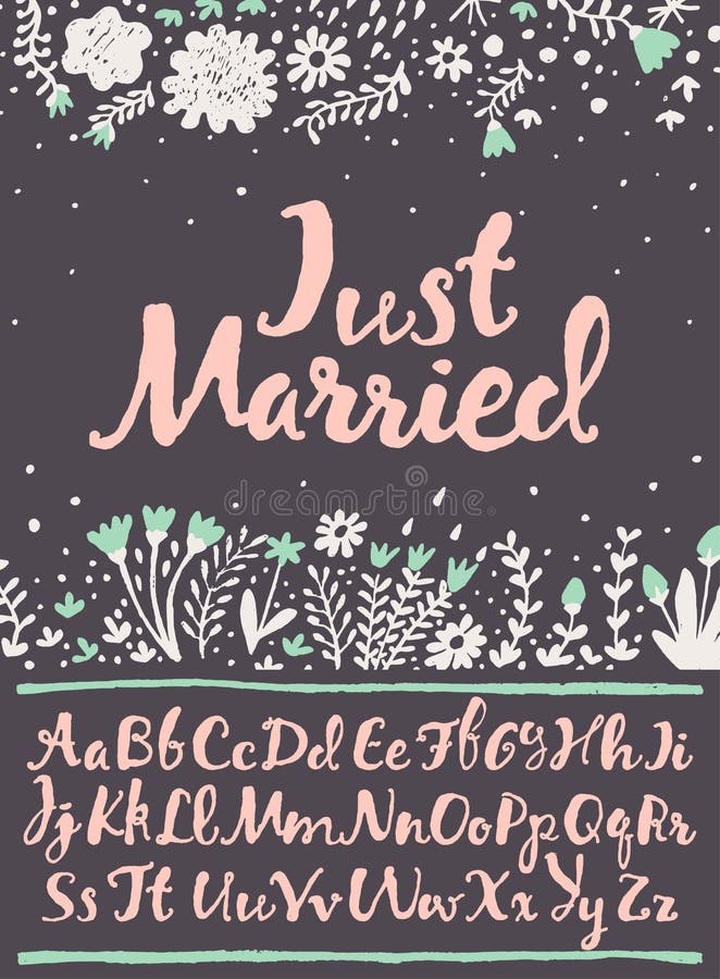 Vector Hand Draw Calligraphic Font Floral Wedding Stock Vector ...