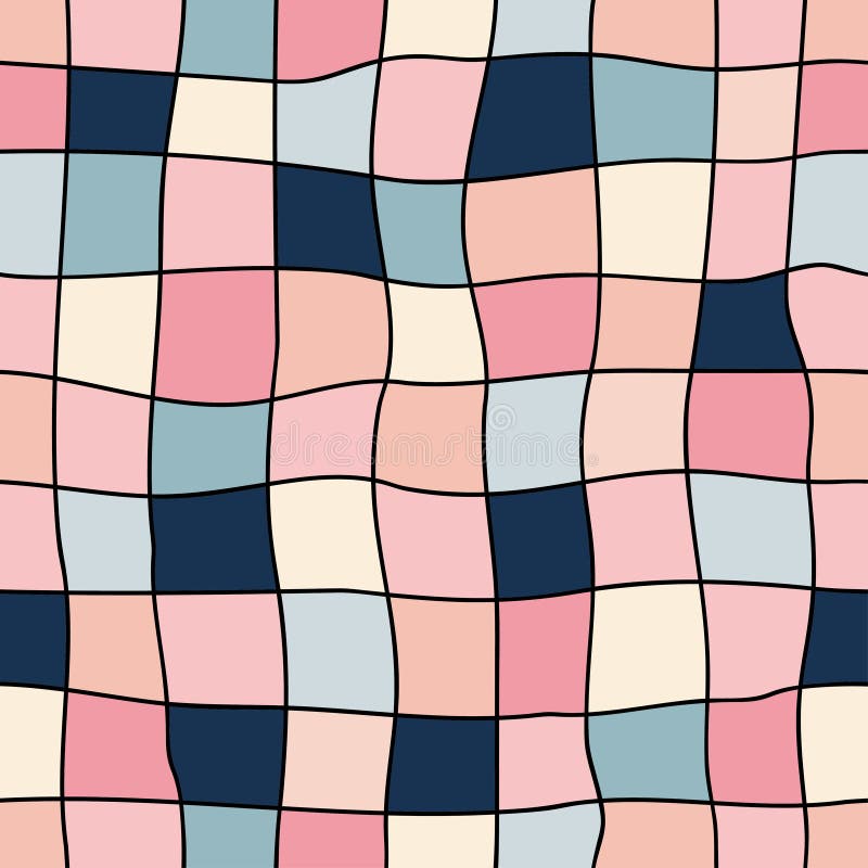 Vector Hand Draw Colorful Square Checkered Background or Texture Stock ...