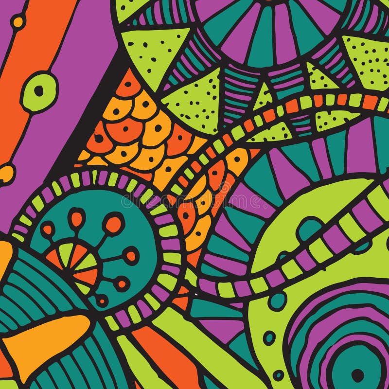 Vector Hand Draw Ethnic Background Stock Vector - Illustration of leaf ...