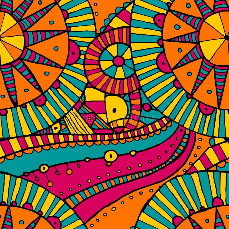 Vector Hand Draw Ethnic Background Stock Vector - Illustration of ...