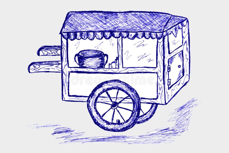 Vector Hand Draw Sketch, Cart Stock Vector - Illustration of draw ...