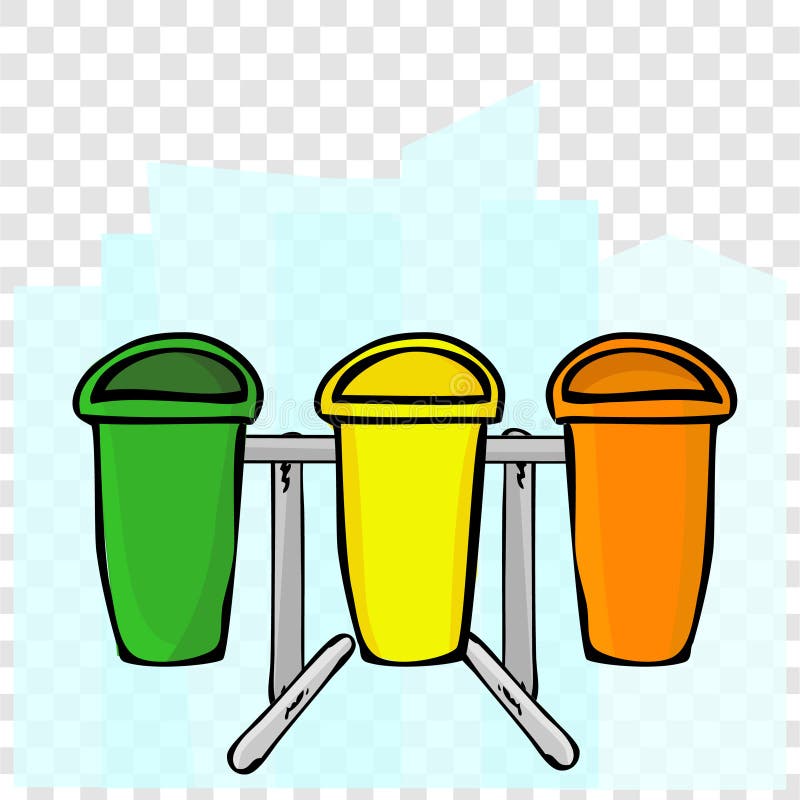 Simple Vector Outline Hand Draw Sketch of Empty Clean and Tidy Trash ...