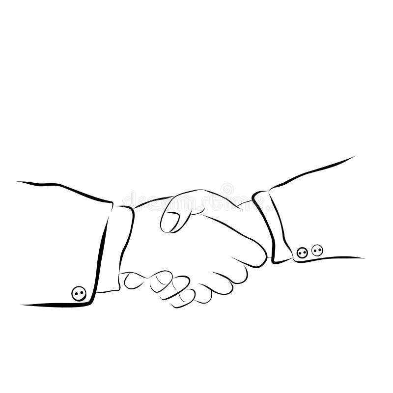 Simple Vector Hand Draw Sketch, 2 Man Handshaking Stock Vector ...