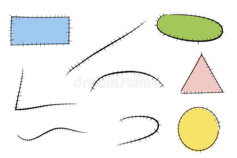 Hand Draw Sketch of Pastel Color Patch and Stitching Effect, Stock ...