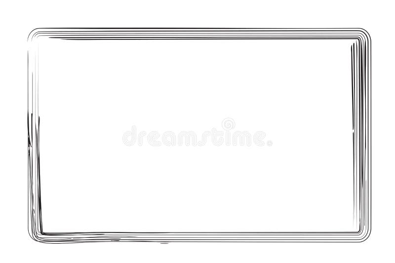 Vector Hand Draw Sketch Rectangle Frame from Multiple Black Thick Mark ...