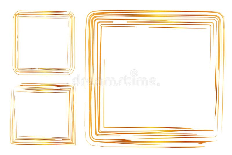 Vector 3 Hand Draw Sketch Square Frame from Multiple Golden Mark for ...