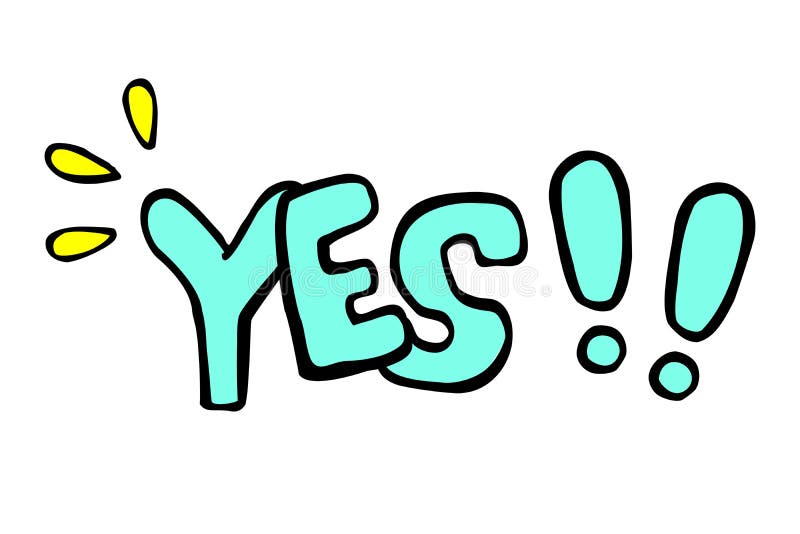Vector Hand Draw Sketch Yes with Exclamation Sign, Red and Yellow ...