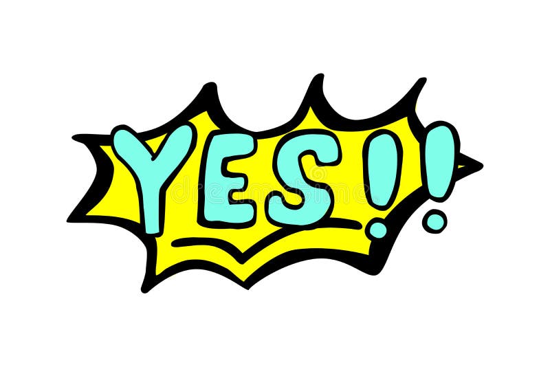 Vector Hand Draw Sketch Yes with Exclamation Sign, Red and Yellow ...