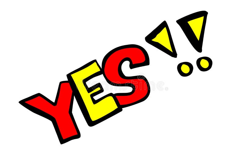 Vector Hand Draw Sketch Yes with Exclamation Sign, Red and Yellow ...