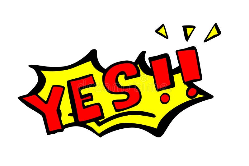 Vector Hand Draw Sketch Yes with Exclamation Sign, Red and Yellow ...