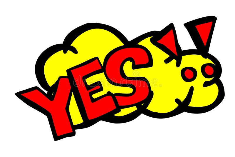 Vector Hand Draw Sketch Yes with Exclamation Sign, Red and Yellow ...