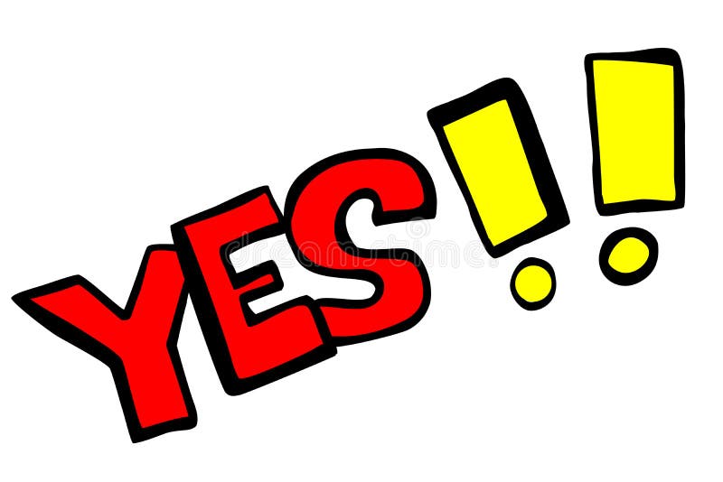 Vector Hand Draw Sketch Yes with Exclamation Sign, Red and Yellow ...