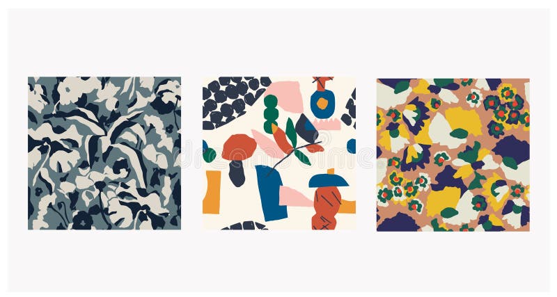 Vector Hand Drawing Flower Illustration Seamless Repeat Pattern 3 ...