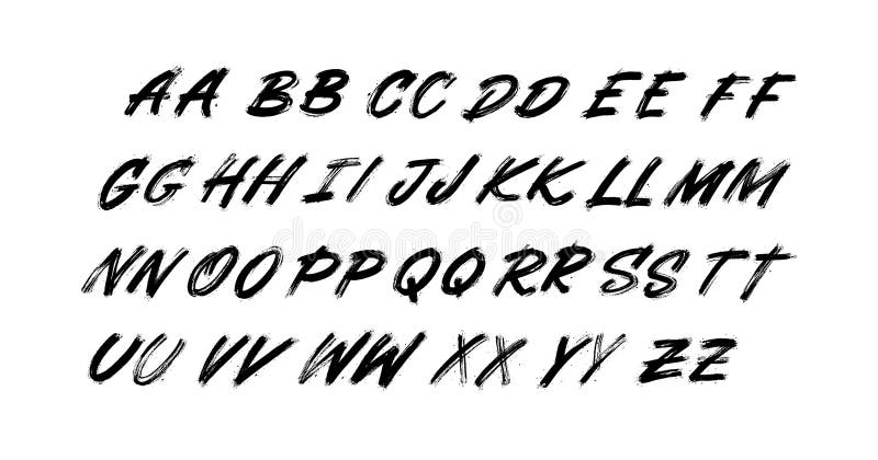 Vector Hand Drawn Alphabet. Brush Paint Decorative Letters. Custom ...