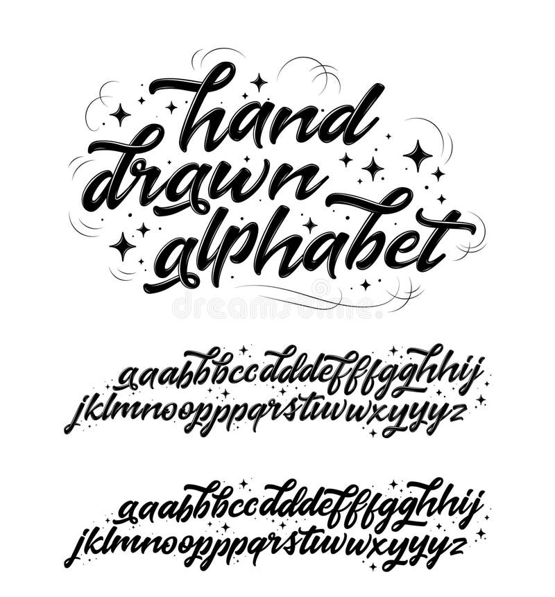 Vector Hand Drawn Alphabet. Brush Paint Decorative Letters. Custom ...