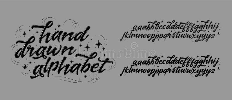 Vector Hand Drawn Alphabet. Brush Paint Decorative Letters. Custom ...