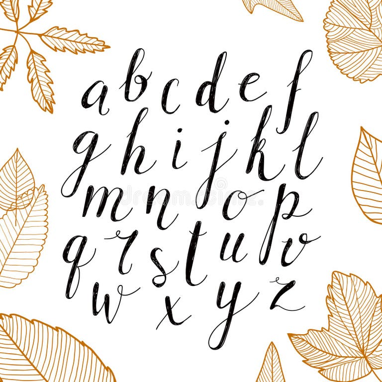 Vector Hand Drawn Alphabet. Handwritten Script with Numbers. Stock ...
