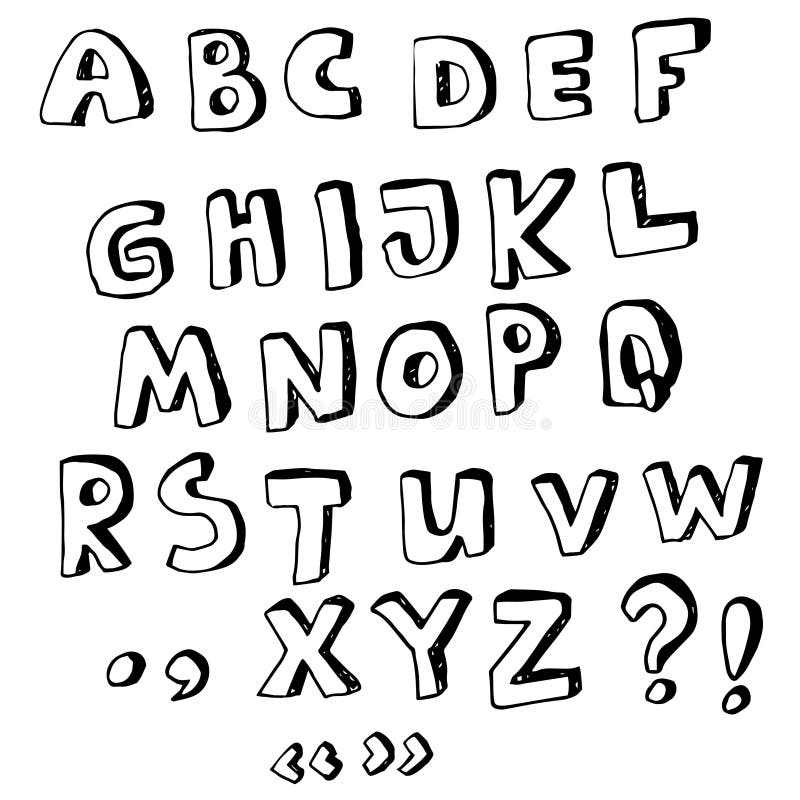 Vector hand drawn alphabet stock vector. Illustration of outline - 57684046