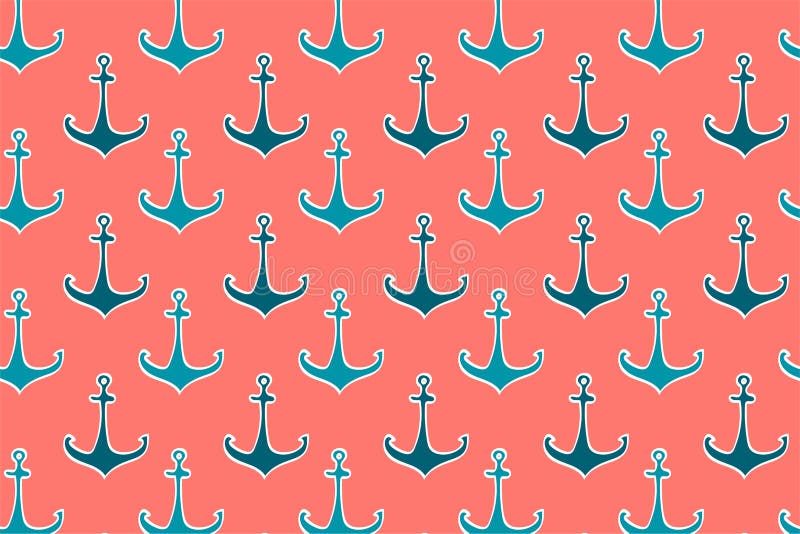 Vector Hand Drawn Anchor Seamless Pattern Stock Illustration ...