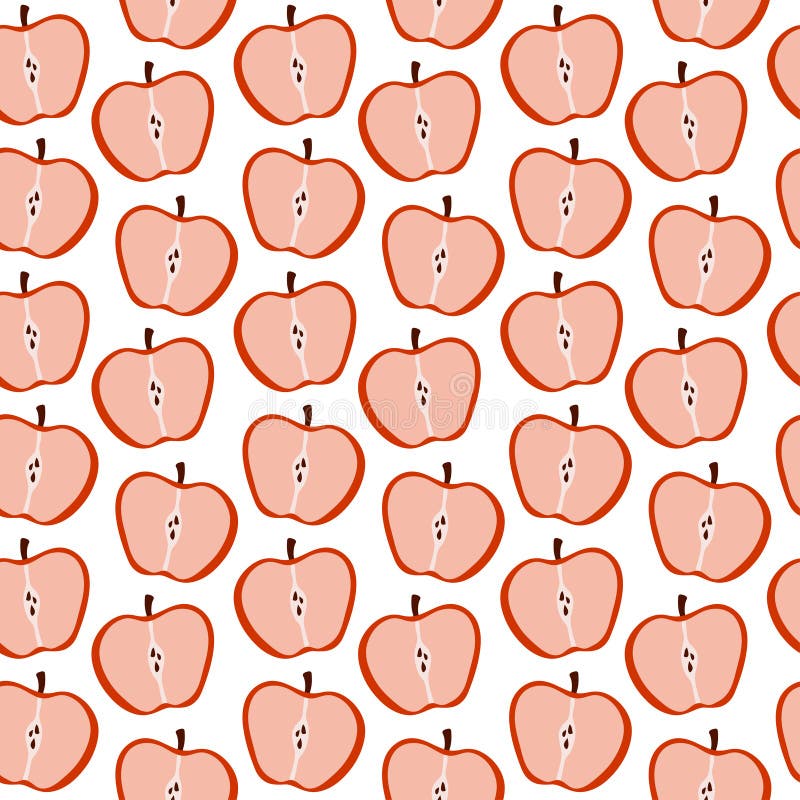 Hand Drawn Apple Vector Seamless Pattern Stock Vector Illustration Of