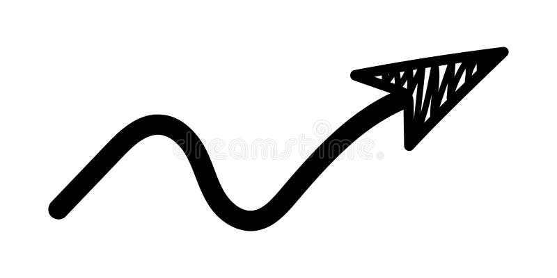 Vector Hand Drawn Arrow Pointing Icon. Doodle Arrow Icon Stock ...