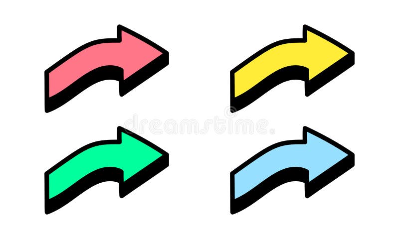 Vector Hand Drawn Arrow Pointing Icon in Multiple Color Stock ...