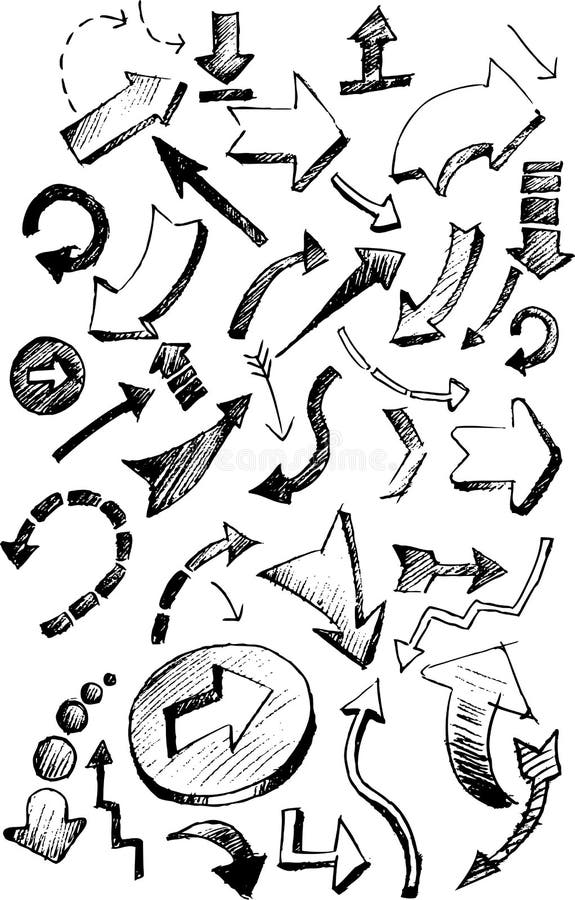 Vector Hand Drawn Arrows Collection Stock Vector - Illustration of ...
