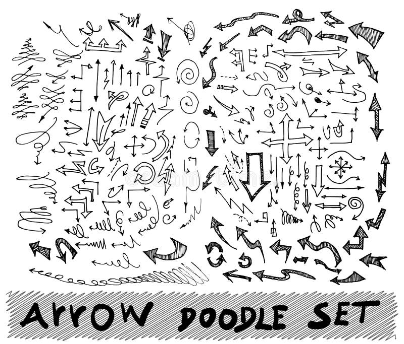 Vector Hand Drawn Arrows Set Isolated on White Sketch Stock ...